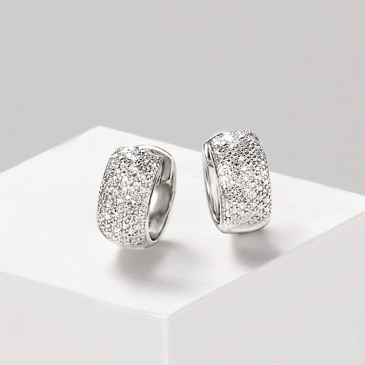 Ross-Simons Diamond Accent Huggie Hoop Earrings in Sterling Silver