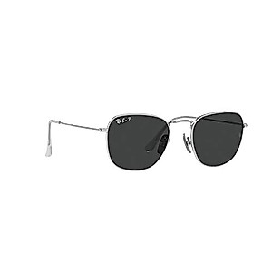 Ray-Ban Men's RB8157 Frank Titanium Square Sunglasses, Silver/Black Polarized, 48 mm