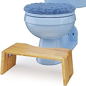 Squatty Potty Oslo Folding Bamboo Toilet Stool – 7 Inches, Collapsible Bathroom Stool for Kids and Adults – Brown, Portable and Space-Saving