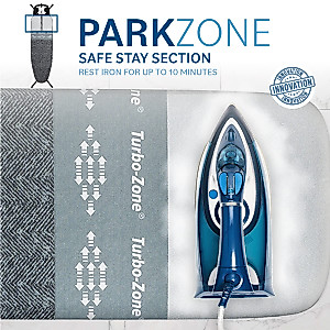 Bartnelli Heavy Duty 48x15 Ironing Board with 4-Layer Cover & Pad, Height-Adjustable, Turbo & Park Zone - Designed in Europe