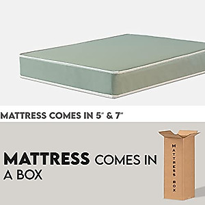 Mayton, 5-Inch Vinyl Mattress Tight Top Double Sided Medium Firm Waterproof, 75" x 30", Green