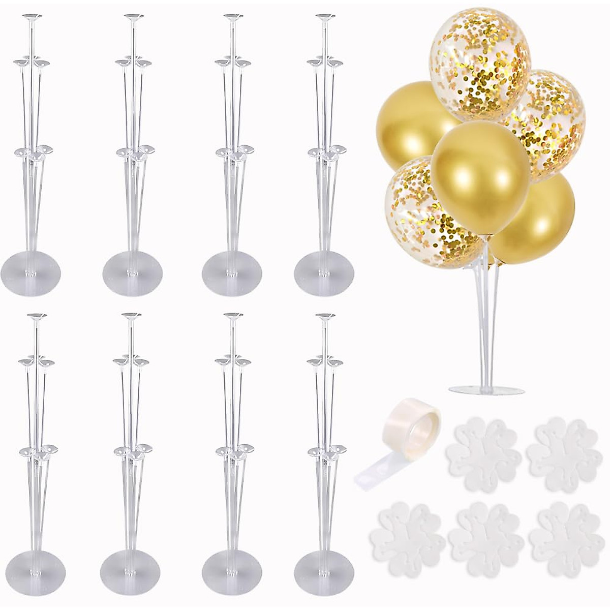 BEISHIDA 8 Sets Balloon Stand Kit 8, Balloon Centerpieces for Tables, Balloon Holder for Wedding Baby Shower Graduation Party Decorations 30th 40th 50th 60th Birthday Decorations (without balloons)
