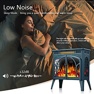 Antarctic Star 25-inch 3D Infrared Classic Electric Fireplace Stove, Freestanding Fireplace Heater Adjustable Brightness and Color,Portable,Thermostat,Overheating Protection…