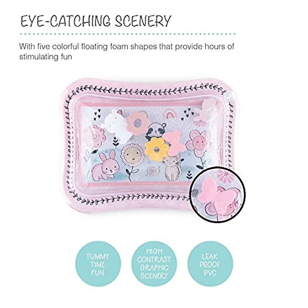 The Peanutshell Tummy Time Water Play Mat for Baby Girls | Inflatable Sensory Development Toy & Tummy Time Mat