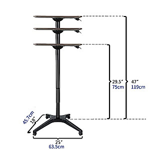 Mobile Desk, Pneumatic Adjustable Height Laptop Desk, Ergonomic Design, Sit and Stand Mobile, Excellent Lectern for Classrooms, Offices, and Home!(Black)