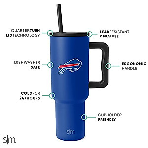 Simple Modern Officially Licensed NFL 40oz Tumbler with Handle and Straw Lid | Football Thermos Gifts for Men, Women, Christmas | Trek Collection | Buffalo Bills