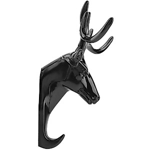 LIYJTK Antler Hanger,Animals Deer Head Hook Hanger Rack Holder Wall Mount for Home Office Room Decor(Black)