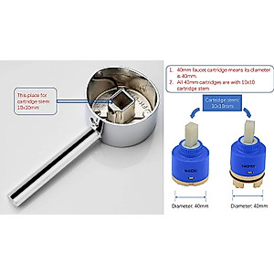 RXXR Single Lever Faucet Handle Replacement Kit for 40mm Cartridge, Tap Handle Lever Tap Handle Compatible with 10 * 10mm Cartridge Stem