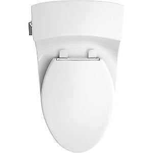 KOHLER K-5172-0 San Souci Comfort Height Compact Elongated 1.28 GPF Toilet with Aqua Piston Flushing Technology and Left-Hand Trip Lever