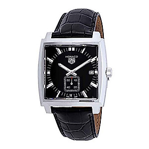 Tag Heuer Monaco Black Dial Leather Strap Men's Watch WAW131AFC6177