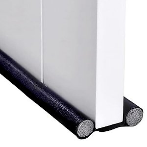 Kepfire Adjustable Under Door Draft Blocker 37 Inch for Double Doors - Noise Reducing & Dust Resistant Insulation Strip, Black