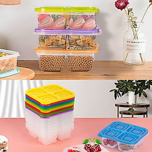 LileZbox 10 Pack Snack Containers for Kids Adults, Reusable BPA-Free Bento Snack Boxes Meal Prep Lunch Containers, Stackable Food Storage Containers for School, Work and Picnic (4 Compartment)