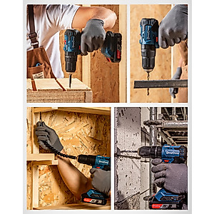 Dong Cheng 20V Brushless Heavy-duty Impact Drill, 435 in.lbs, 27000 BPM, 1/2" Keyless Metal Chuck, 20+1+1 Clutch, Cordless Hammer Drill with 2 Battery Kit for Drilling Brick Wall, Metal, Wood