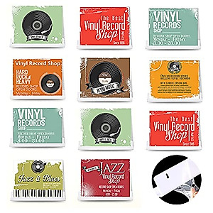 Jetec 12 Pieces Acrylic Vinyl Record Holder Wall Mount Record Shelf Storage Frame for Display Listening Records Collection and Decoration (White)