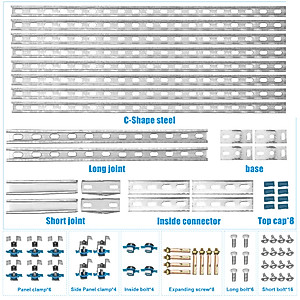 Upgrade Solar Panel Mounting Brackets, Adjustable Multi-Pieces Solar Panel Brackets, Solar Panel Mount for 1-4pcs Solar Panels, Solar Mounting Brackets with Clamps for Ground and Roof