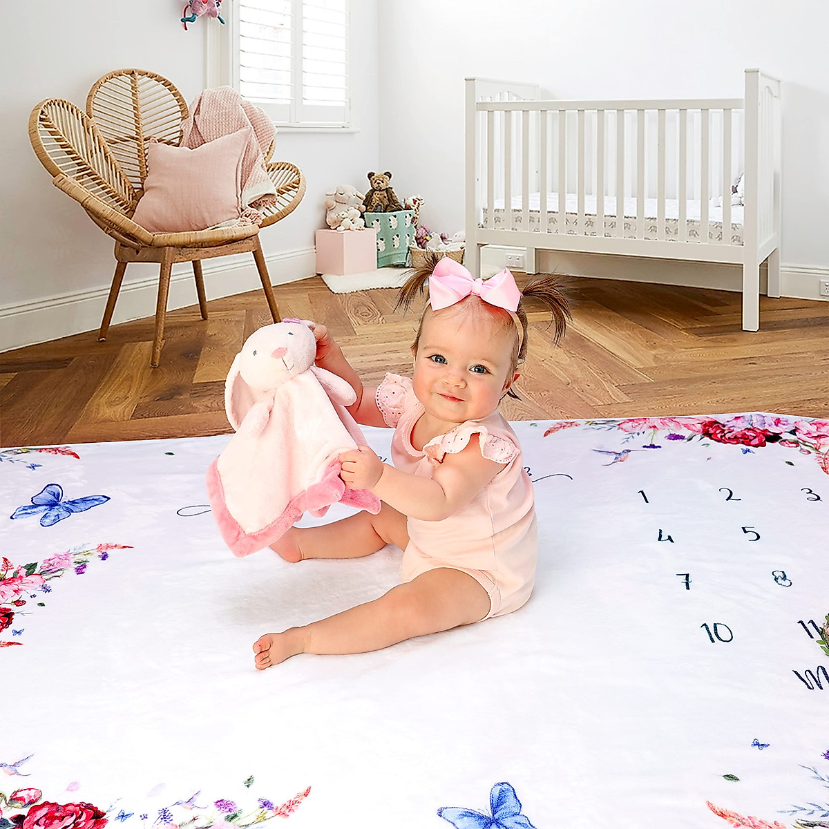 Happy Little Bubs - Baby Girl Milestone Blanket - Baby Blankets for Girls - Baby Monthly Milestone Blanket Girl - Baby Month Blanket - Milestone Blanket for Baby Girl - Baby Girl Blanket 60''x40''