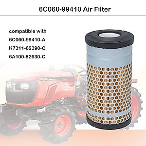 6C060-99410 Air Filter for compatible with Kubota 6C060-99410-A, K7311-82390-C, 6A100-82630-C Replace Model B1410, B1610, B2710 with 32721-58242 Inner Filter