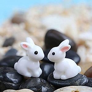 Hemoton Bunny Rabbit Miniature 20pcs Micro Landscape Ornament White Resin Mushroom Figure Mushroom Accessories