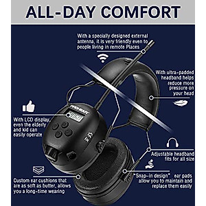 PROHEAR 033 Upgraded Bluetooth Hearing Protection Headphones - Black GEP01 Gel Ear Pads (Upgraded) for 3M PELTOR Headsets