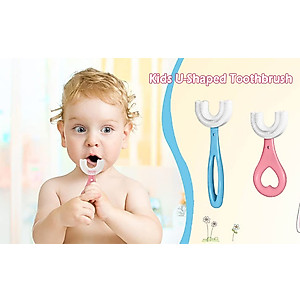 yesibujiammt 2 Pack Kids U-Shaped Toothbrush, Manual Training Tooth Brush, Food Grade Soft Silicone Brush Head, 360° Oral Teeth Cleaning Design for Toddlers and Children (2-6)