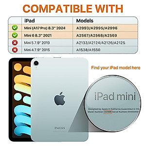 MoKo for iPad Mini 7 (A17 Pro) Case 2024,iPad Mini 6 Case 2021,8.3-inch iPad Mini 7th/6th Generation Case,Slim Lightweight Hard Back Shell Stand Cover for iPad Mini 2024 with Touch ID, Grey Purple