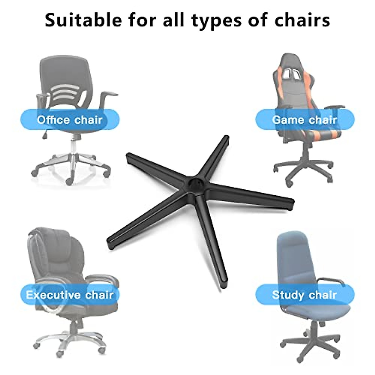 Office Chair Replacement Parts-28'' Heavy Duty Office Chair Base Replacement(2200Lbs) - Desk Chair Base Replacement Reinforced Metal Leg,Universal Caster and Gas Cylinder Size