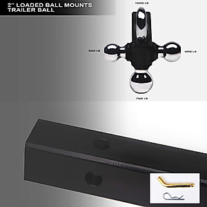 Stehlen 642167819264 Universal Trailer Hitch 3-in-1 Loaded Tri-Ball Mount with Hook Receiver 2" - Silver with Polished Chrome