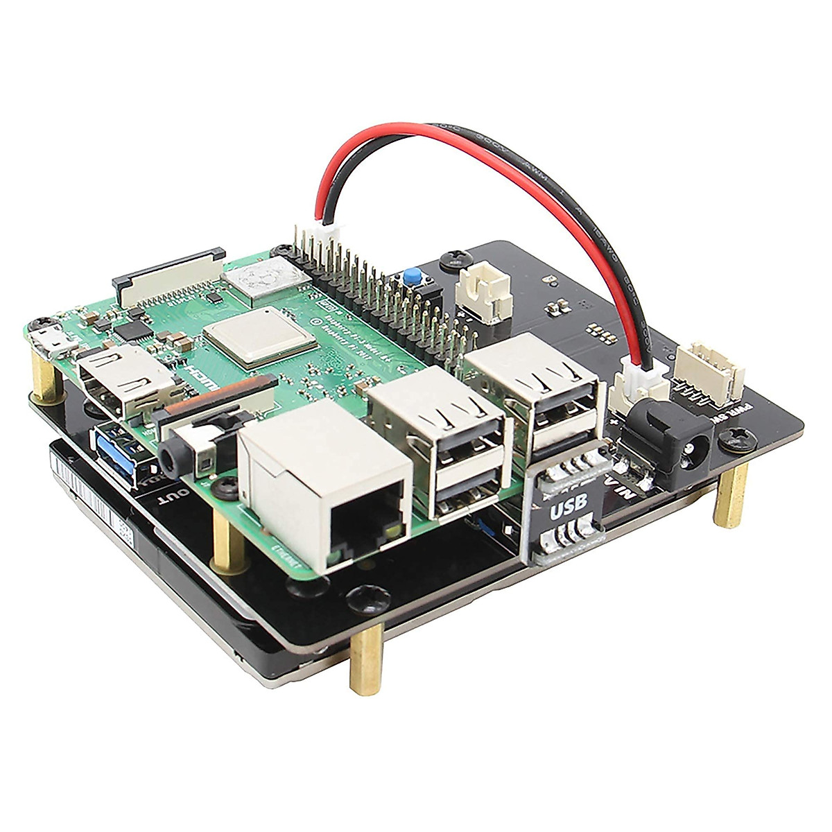 Geekworm for Raspberry Pi 3B+/3B, X820 V3.0 2.5" SATA HDD/SSD Expansion Board + Metal Case with Power Switch and Cooling Fan (Not Include Raspberry Pi)