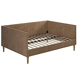 DHP Franklin Mid Century Upholstered, Full Size, Tan Velvet Daybed,