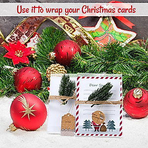 Suzile 50 Set Clear Greeting Card Box 5.39 x 7.36 x 1 Inch Christmas Card Box Plastic Photo Storage Box Case Transparent Gift Favor Box with Xmas Hanging Labels Twine Decorative Tree Branch