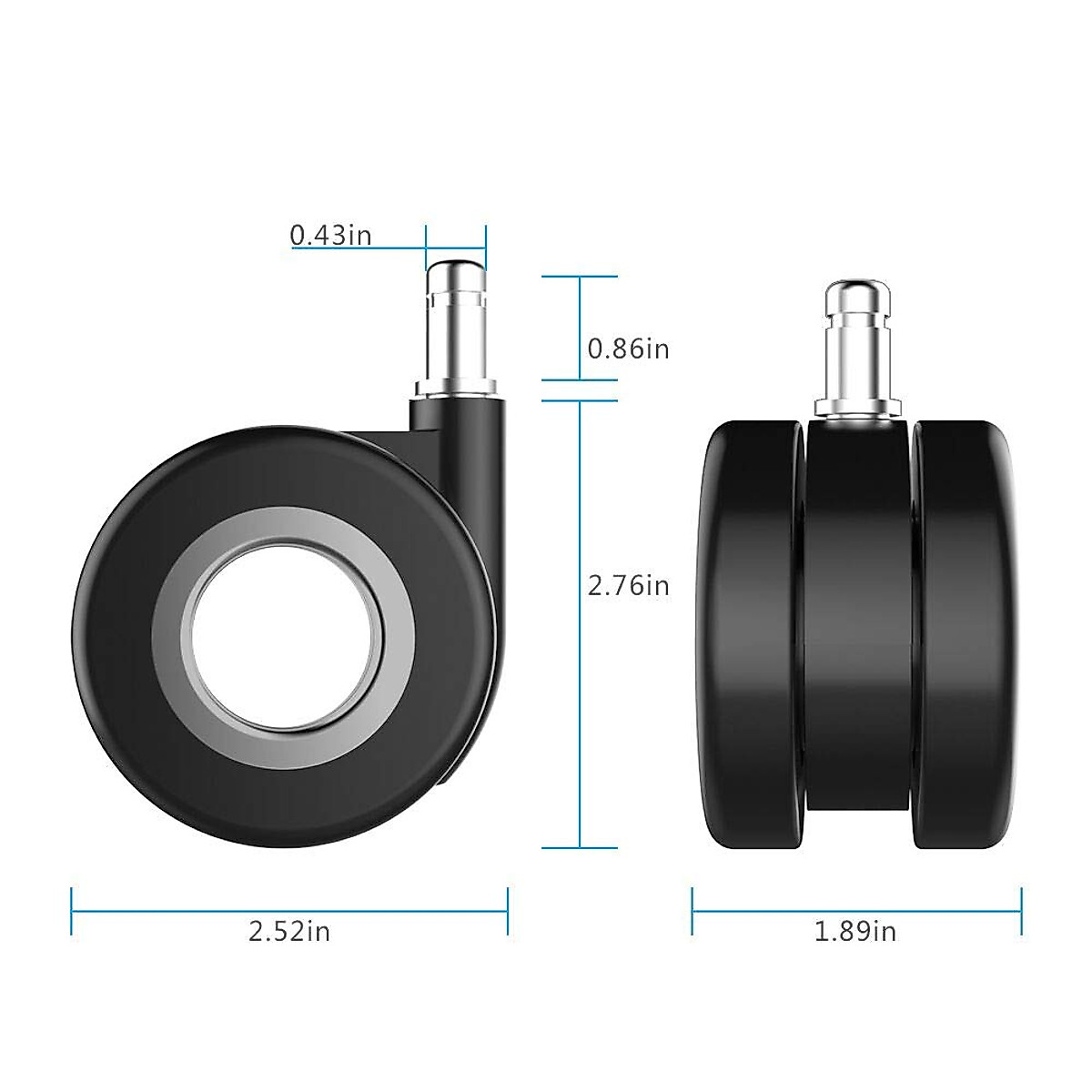 Office Chair Caster Wheels (Set of 5) Safe for All Floors Including Hardwood Double Wheels Style with Screwdriver Heavy Duty 650 lbs Total Capacity