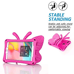 UUcovers Kids Case for Amazon Kindle Fire HD 8 Tablet (8th/7th/6th Generation, 2018/2017/2016) 8" with Handle Folding Kickstand Kid-Proof Shockproof EVA Foam Lightweight Stand Cover, Rose Butterfly