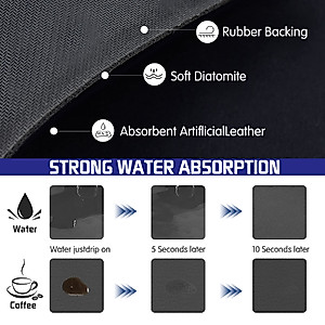 Coffee Bar Mat for Spill-proof, 18 x 12 Inch Hide Stain Abosrbent Coffee Mat | Non-Slip Rubber Backed Coffee Bar Accessories Under the Cofee Machines