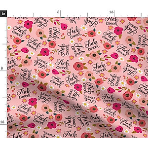 Spoonflower Fabric - Small Cancer Pink Flowers Floral Content Printed on Petal Signature Cotton Fabric by The Yard - Sewing Quilting Apparel Crafts Decor