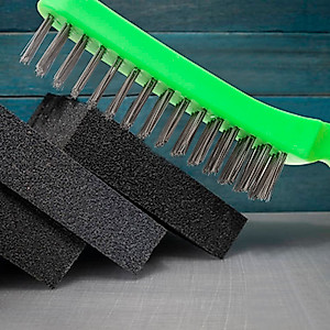 Wire Brush Set Stainless Steel Wire 10 Inch with Plastic Handle Descaling Welding Dust Bending Hand Tool, Teel Brush Rust Remover for Metal, Cleaning Welding Slag Rust Scrubber Brushes 2 PCS by MAXMAN