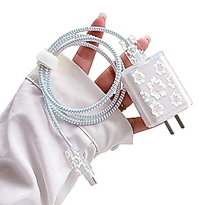 Cute Flower Cable Protector for iPhone Charger Cover Camellia Floral Unique Design for Women Girls Pattern Data Cable Phone Charger Data Line Earphone Wire Bite Saver for iPhone 14 13 12 Charger
