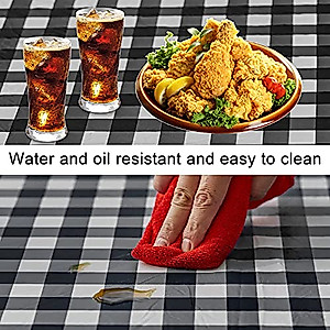 wagude Rectangle Vinyl Camping Picnic Table Cover + Benches 3-pc Set,30x72'' (6-FT) Flannel Backing Elastic Waterproof Wipeable Black/White Checkered Plastic Tablecloth for Indoor Outdoor Patio Park