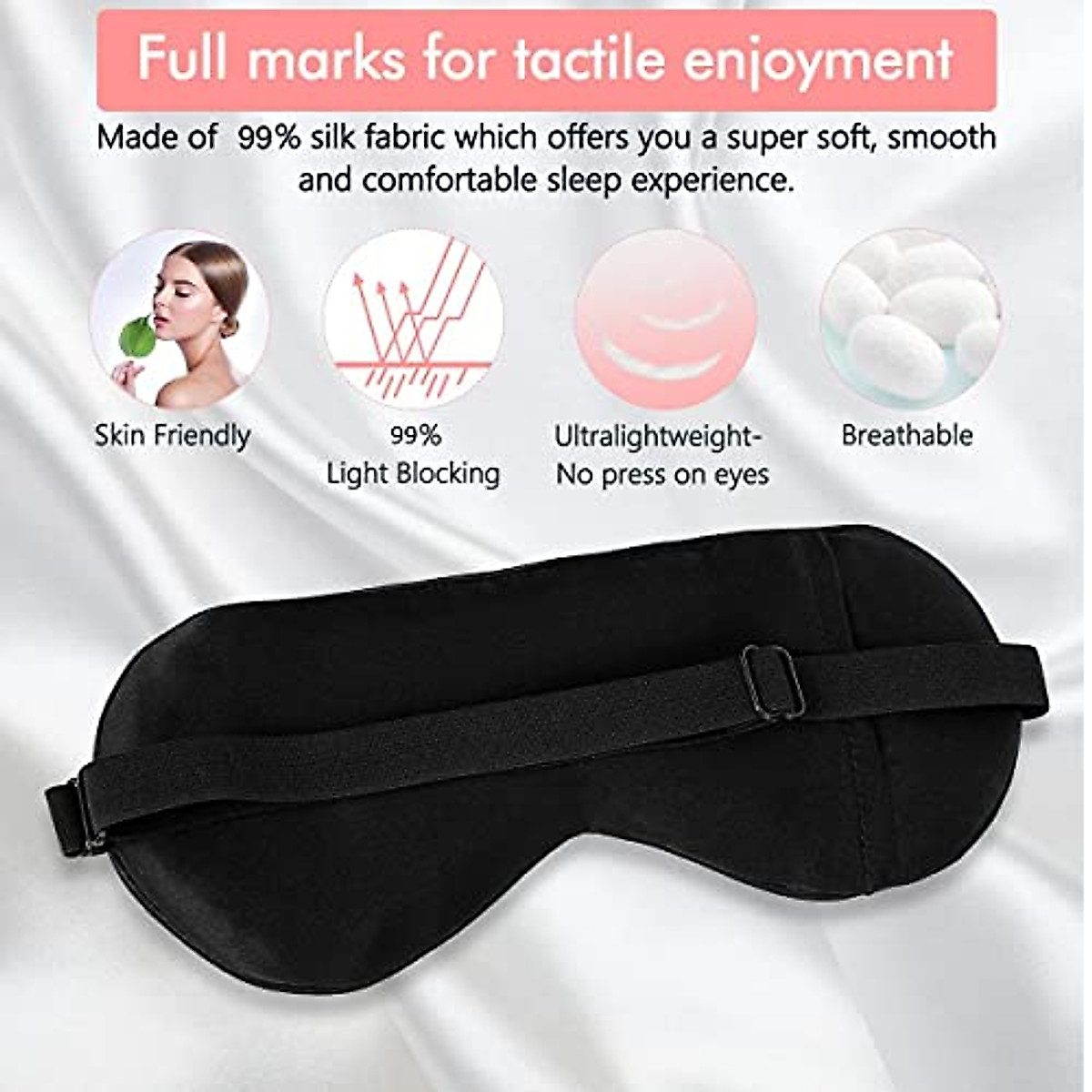 LC-dolida Sleep Headphones,Sleep Mask Bluetooth Wireless Music Eye Mask, Sleeping Headphones for Side Sleepers Sleep Mask with Bluetooth Headphones Ultra-Thin Stereo Speakers Perfect for Sleeping