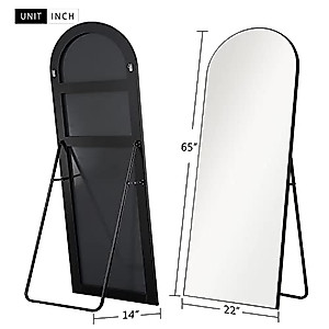 Natsukage Arched Floor Mirror Full Length Mirror Large Long Arched Mirror Wall Mounted Mirror Full Body Dressing Mirror for Bathroom/Bedroom/Living Room Polystyrene Frame(Arched Black, 65" x 22")
