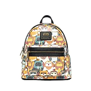 Loungefly Women's Star Wars Ewok Chibi AOP Double Strap Shoulder Bag Purse