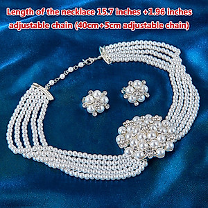 ROFIFY Audrey Hepburn Holly Golightly Style Faux Pearl Necklace Stud Pin on Earrings Costume Jewelry and Accessory Set Inspired by Breakfast at T for Women (PIN BACK EARRING)