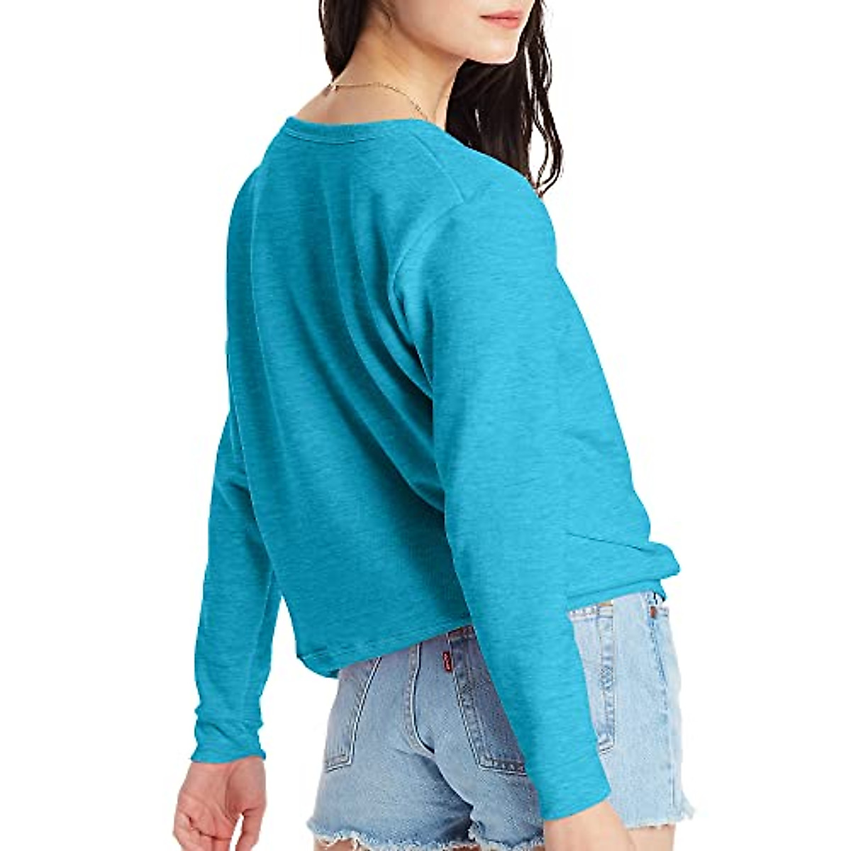 Hanes Women's EcoSmart Crewneck Sweatshirt, Bold Blue Heather, Small