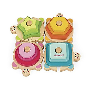 Janod I Wood Stackable Turtles - 12 Pieces - Ages 18 Months + - J05337