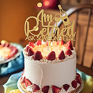 Cos mos I'm Retired Cake Topper - The Legend Has Retired Cake Decoration - Happy Retirement Party Decorations Supplies(Gold)