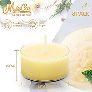 MicCai Vanilla Scented Small Candles - 8 Pack | Burning time 4-5 Hours Each | Made of Natural Soy Wax | Create a Relaxing Atmosphere | Scented Home Decor-Tea Candle-Vanilla Series