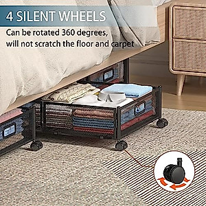 Pack of 2 Under Bed Storage Containers, Foldable Storage Organization with Handles Under Bed Storage Bins Drawer