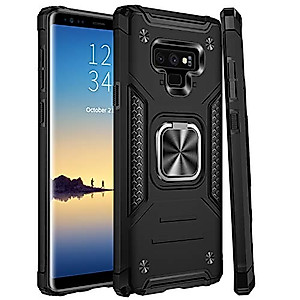 IKAZZ Galaxy Note 9 Case,Samsung Note 9 Cover Dual Layer Soft Flexible TPU and Hard PC Anti-Slip Full-Body Rugged Protective Phone Case with Magnetic Kickstand for Samsung Galaxy Note 9 Black