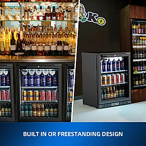 JAECOOL Back Bar Cooler Commercial Counter Height Refrigerator with Glass Door, 3.6 cu ft Beverage Cooler Undercounter Refrigerator, Commercial Display Fridge, Auto-defrost,Eco-friendly Compressor,ETL