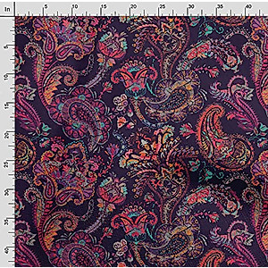 Soimoi Asian Paisley Print, Cotton Cambric, Quilting Fabric Sold by The Yard 42 Inch Wide, Medium Weight Cotton Fabric, Sewing Supplies,Purple