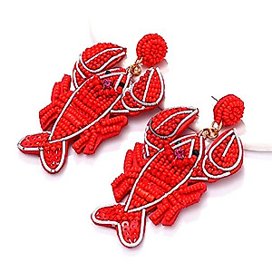 Beaded Starfish Earrings for Women Handmade Statement Lobster Dangle Earrings Boho Summer Funky Crawfish Drop Dangling Earrings Weird Boho Vacation Earrings Jewelry Beach Lover Gift